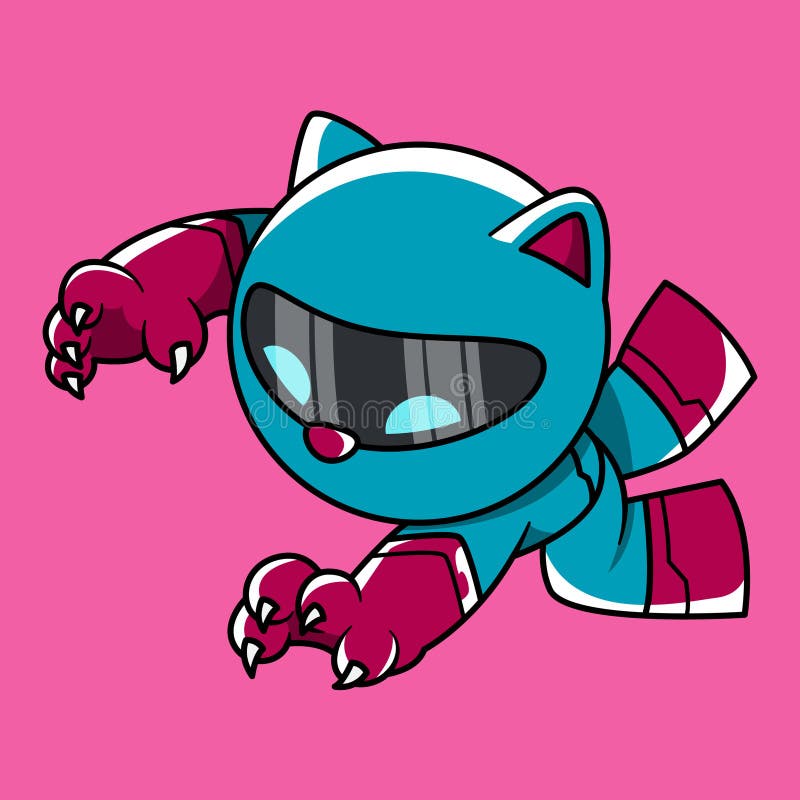 Cool Robot Cat Vector Jumping while Wanting To Scratch Stock ...
