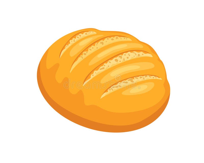 Fresh Bread Isolated on White Background. Vector Cartoon Flat ...