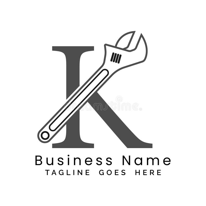 Letter K Wrench Logo. Alphabet K Plumber and Maintenance Icon Stock ...