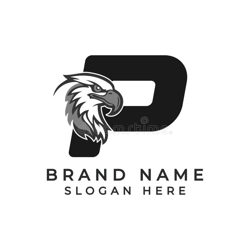 Letter P Logo Concept with Eagle Face. Alphabet P Falcon Icon Stock ...