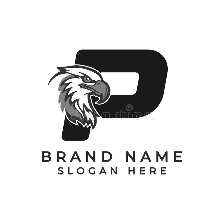 Letter P Logo Concept with Eagle Face. Alphabet P Falcon Icon Stock ...