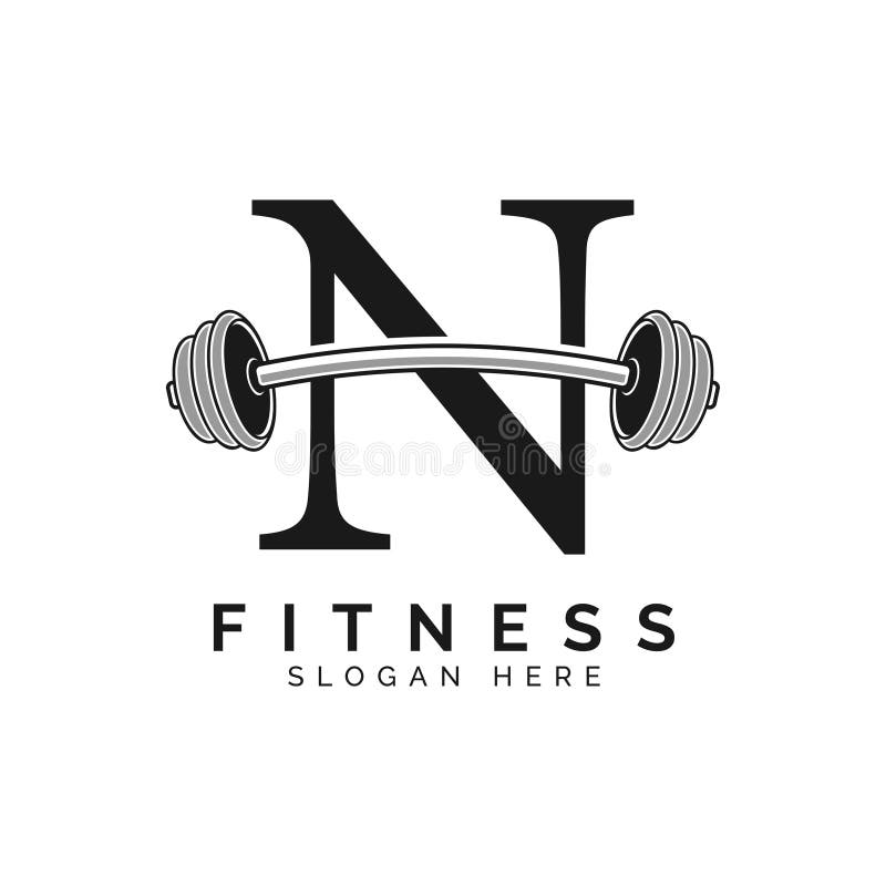 Letter N Gym Logo Design. Alphabet N Barbell Symbol Icon Stock Vector ...