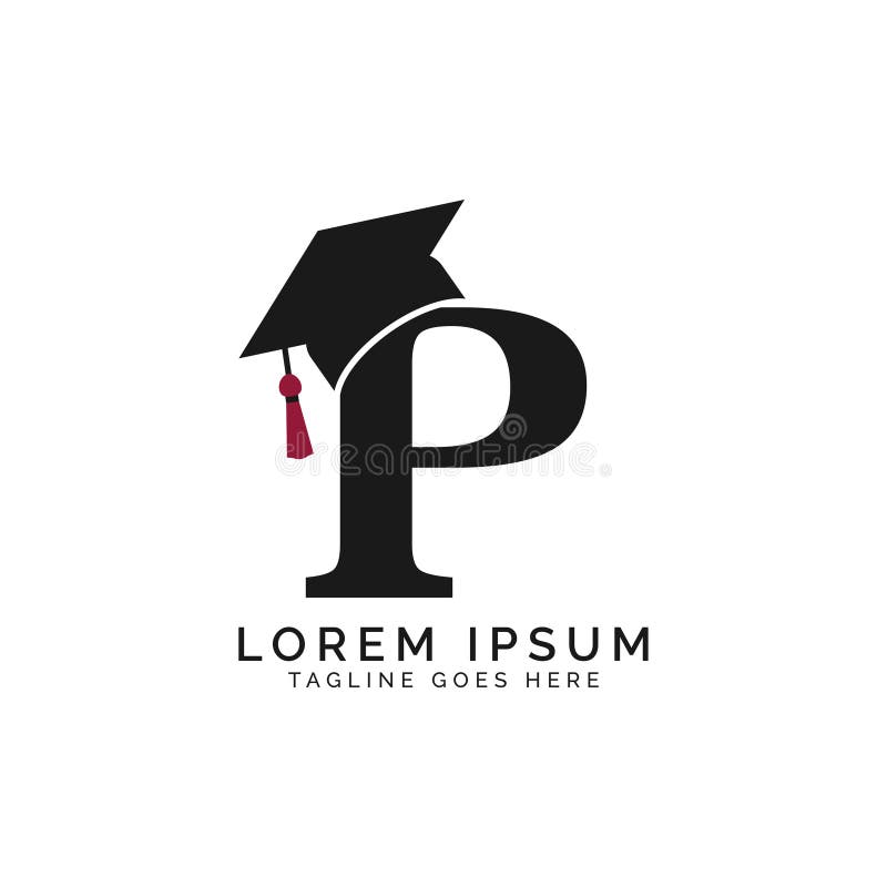Letter P with Graduation Cap Logo. Alphabet P Education Hat Icon Stock ...