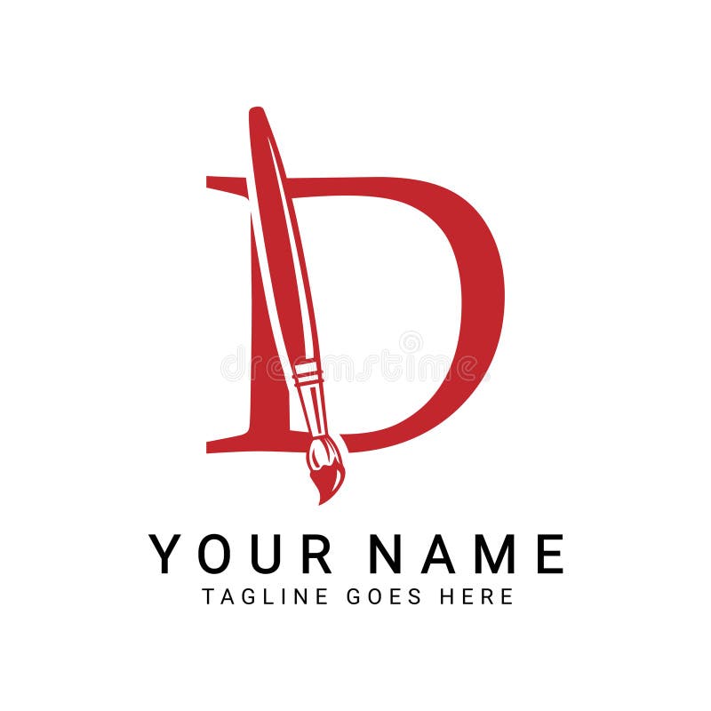 Letter D Painting Brush Logo Design. Alphabet D Painting Artist Icon ...