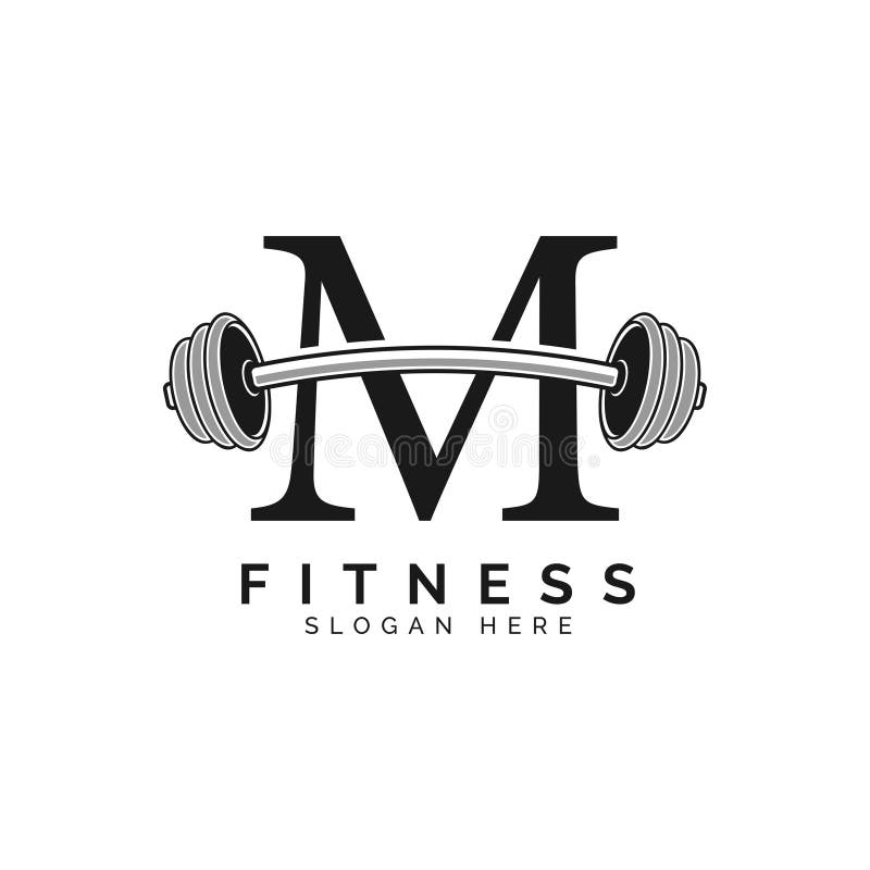 Letter M Gym Logo Design. Alphabet M Barbell Symbol Icon Stock ...