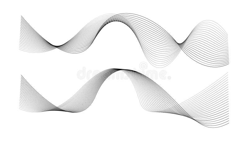 Multiple Wavy Line. Set of Curved Abstract Shapes. Flowing Wave Line ...