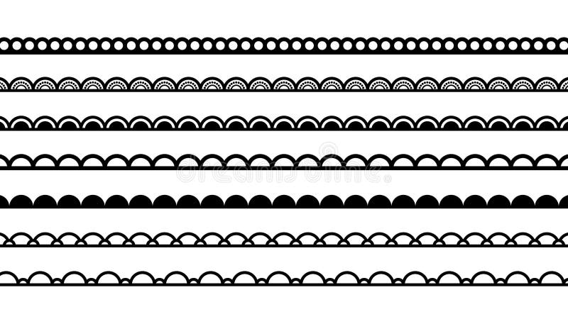 Black Border Lines Vector Silhouettes with Seamless Pattern of Waves ...