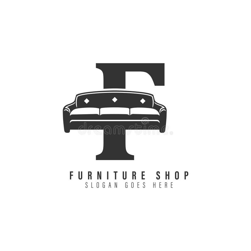 Letter F Sofa Logo Design. Alphabet F Furniture Icon Stock Illustration ...