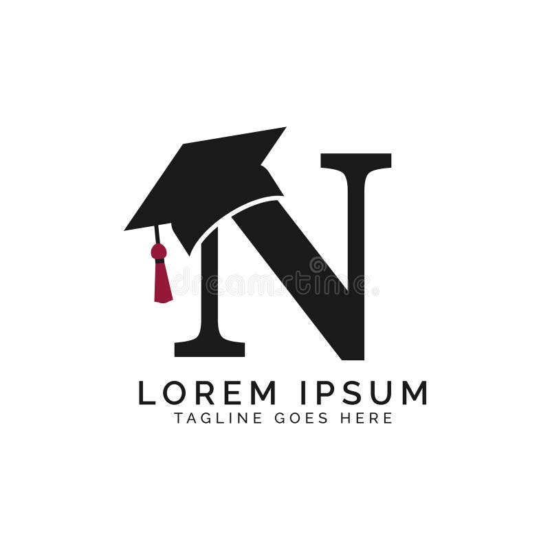 Letter N with Graduation Cap Logo. Alphabet N Education Hat Icon Stock ...