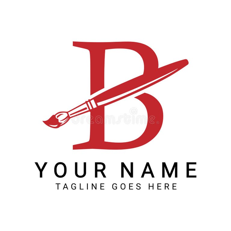 Letter B Painting Brush Logo Design. Alphabet B Painting Artist Icon ...