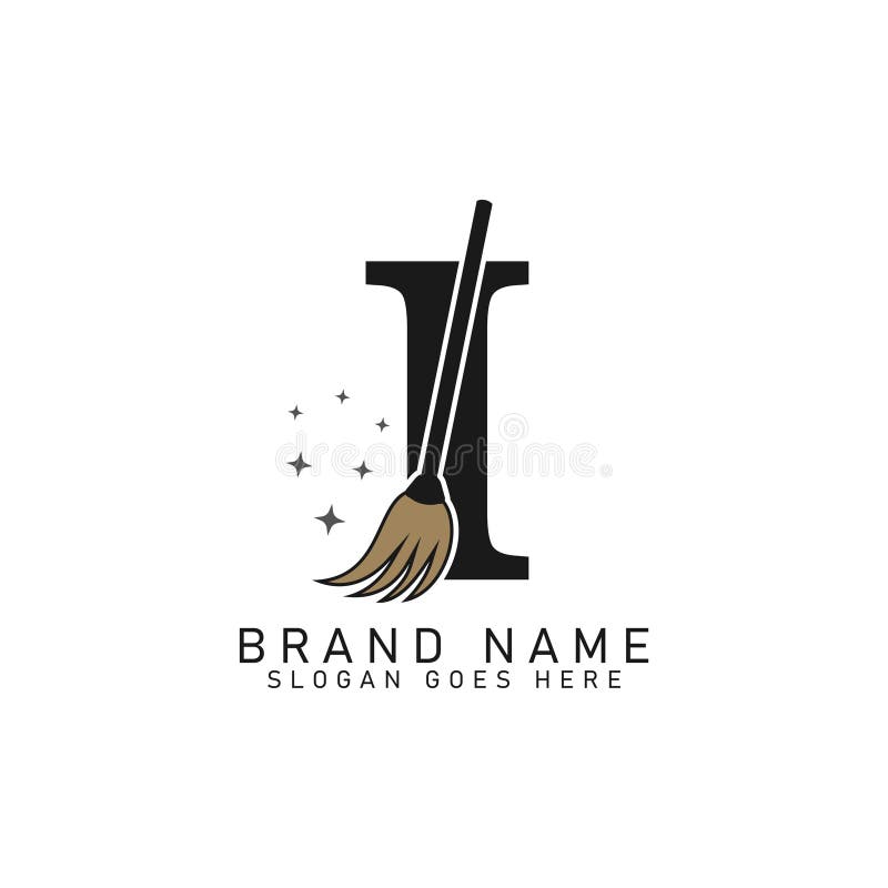 Letter I House Cleaning Broom Logo. Alphabet I Cleaning Brush Icon ...