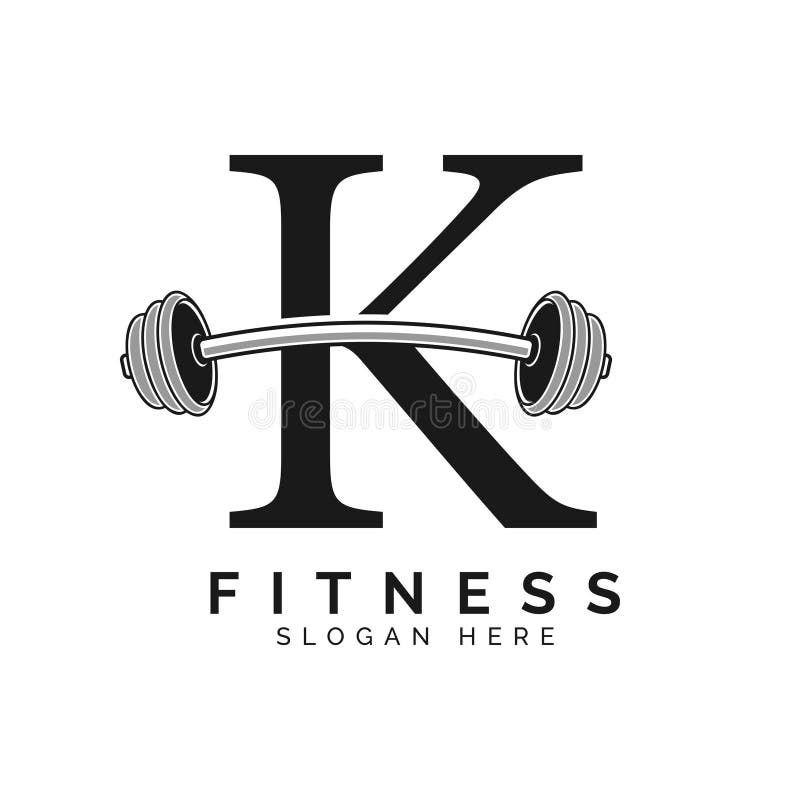 Letter K Gym Logo Design. Alphabet K Barbell Symbol Icon Stock Vector ...