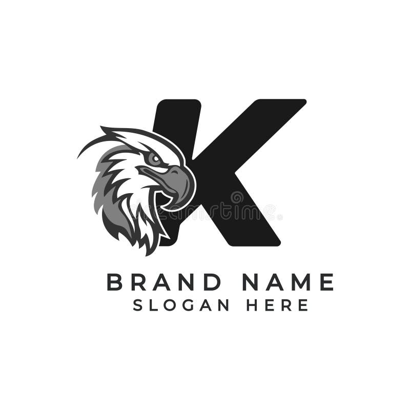 Letter K Logo Concept with Eagle Face. Alphabet K Falcon Icon Stock ...
