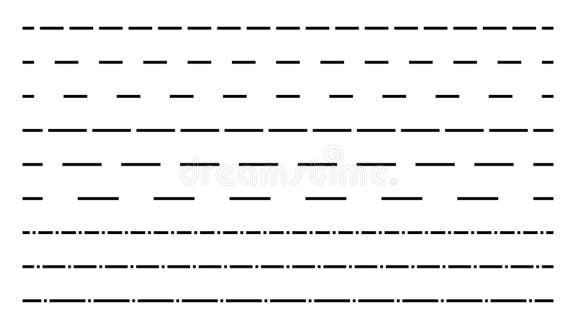Set of Long Dashed Lines Collection. Different Types of Long Dashed ...