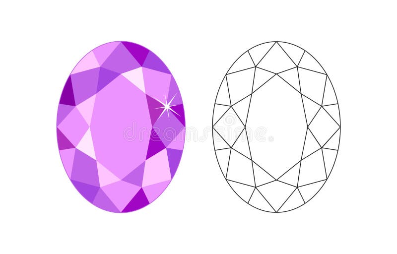 Purple Gemstones and Outline Icon. Stock Illustration - Illustration of ...