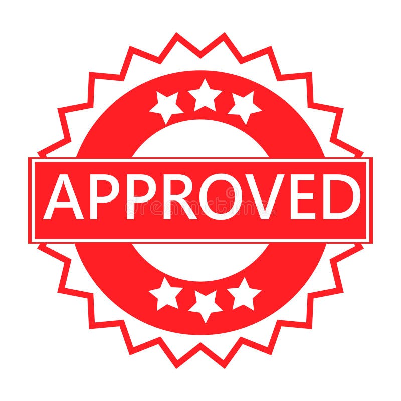 Red Circular Approved Stamp with Jagged Edge and White Stars Stock ...