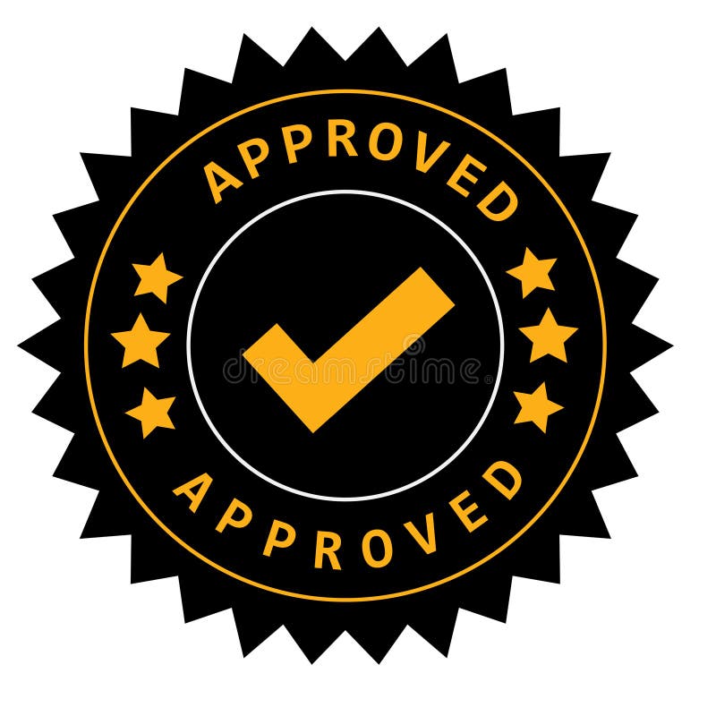 Gold Checkmark Approval Badge Official Emblem Stamp Stock Illustration ...