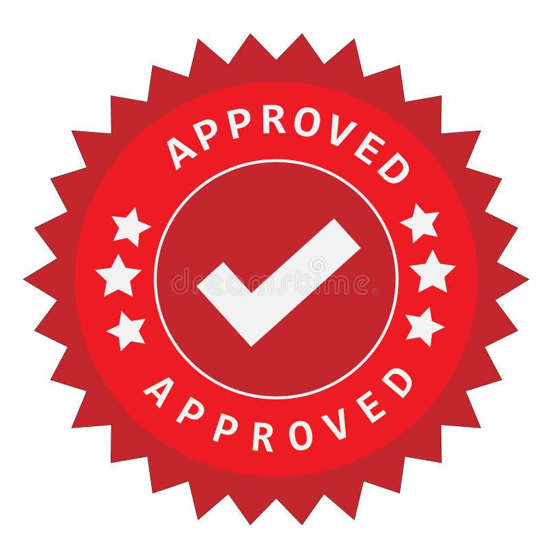 Red Approval Seal Official Badge with White Checkmark and Starburst ...