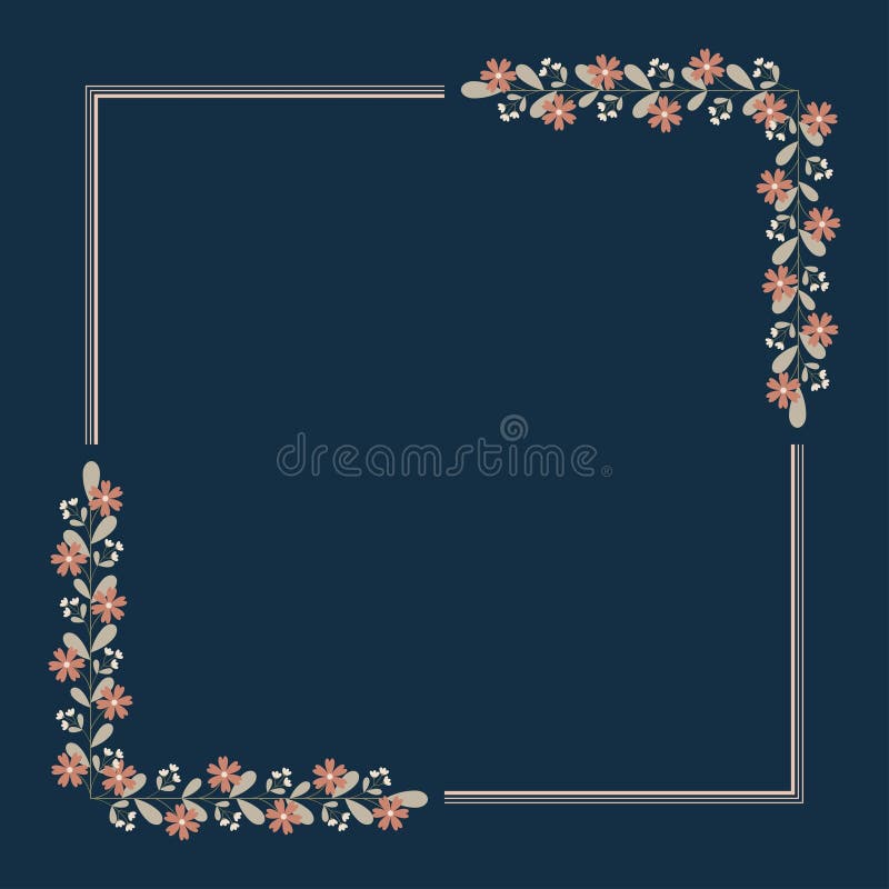 Brown Square Wreath Border Frame Decorated with Green and Brown Floral ...