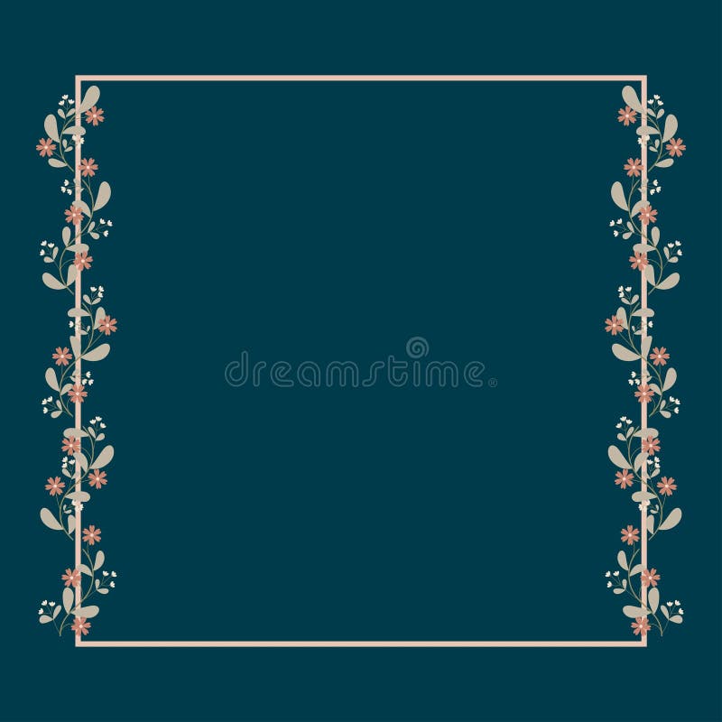 Square Wreath Border Frame with Green and Brown Floral Decoration Stock ...