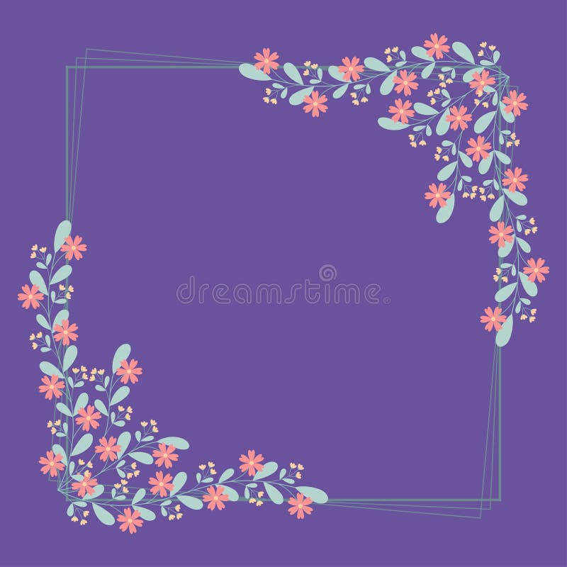 Green Square Wreath Border Frame Decorated with Green and Yellow Peach ...