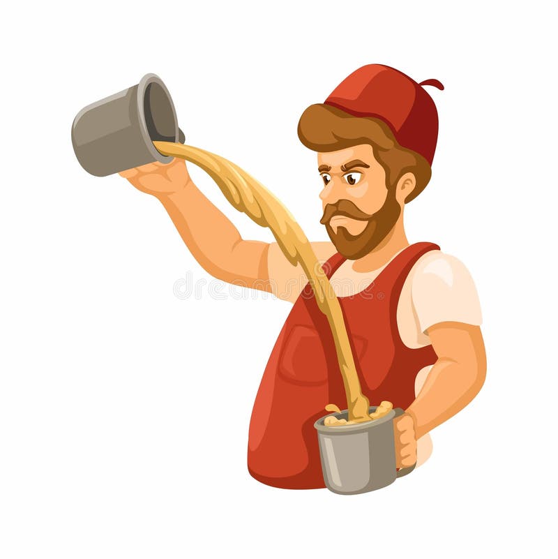 Man Making Teh Tarik Drink Character Mascot Illustration Vector Stock ...