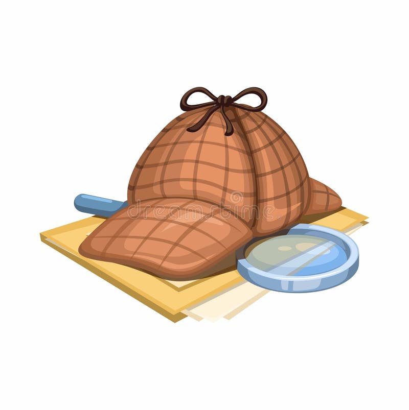 Detective Hat and Magnifying Glass Symbol Mascot Illustration Vector ...