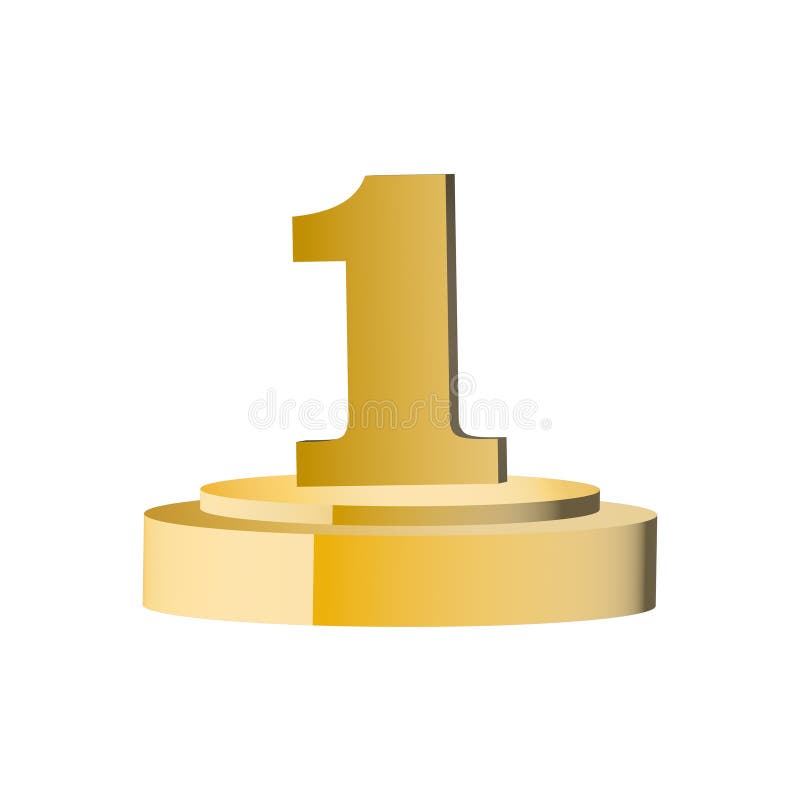 The Image Depicts a Golden Number One on a Circular Podium Stock Vector ...