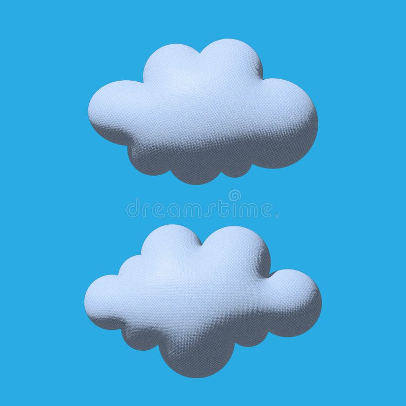 Two Cloud Illustrations with a Textured 3d Stock Vector - Illustration ...