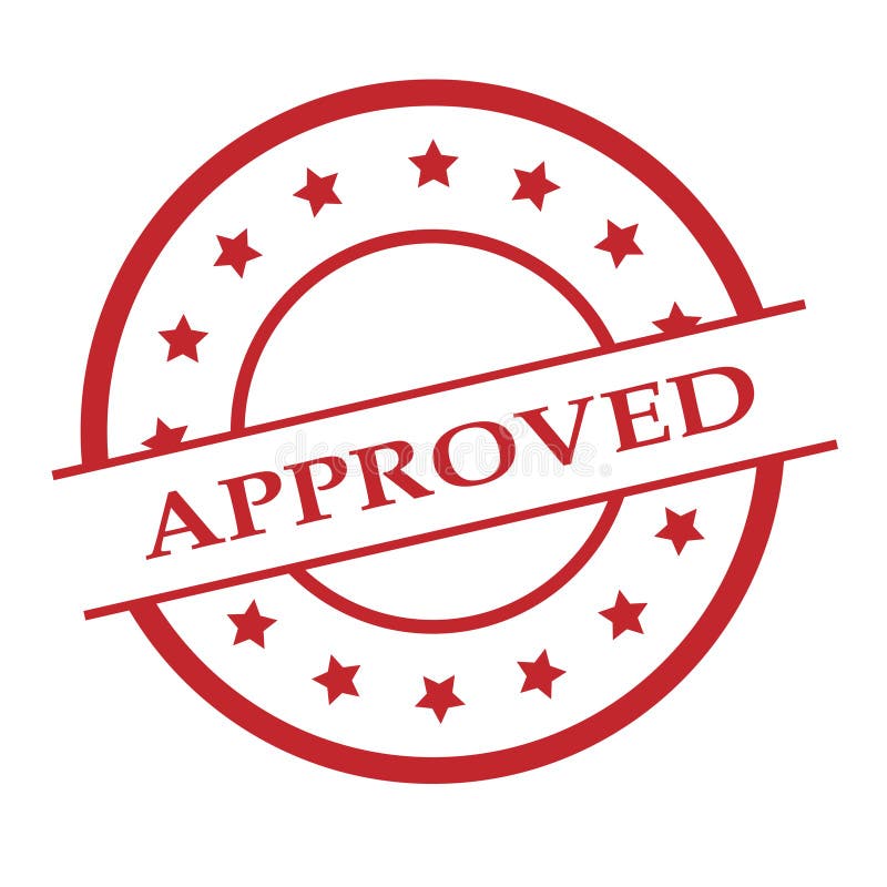 Approved Rubber Stamp Vintage Circular Red Seal with Stars on White ...