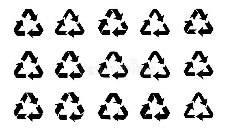 Green Vector Set of People Icons with Recycle Symbols and Arrows for ...