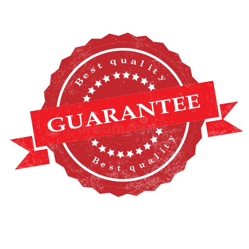 Red Circular Guarantee Seal with Ribbon Banner Vintage Quality ...