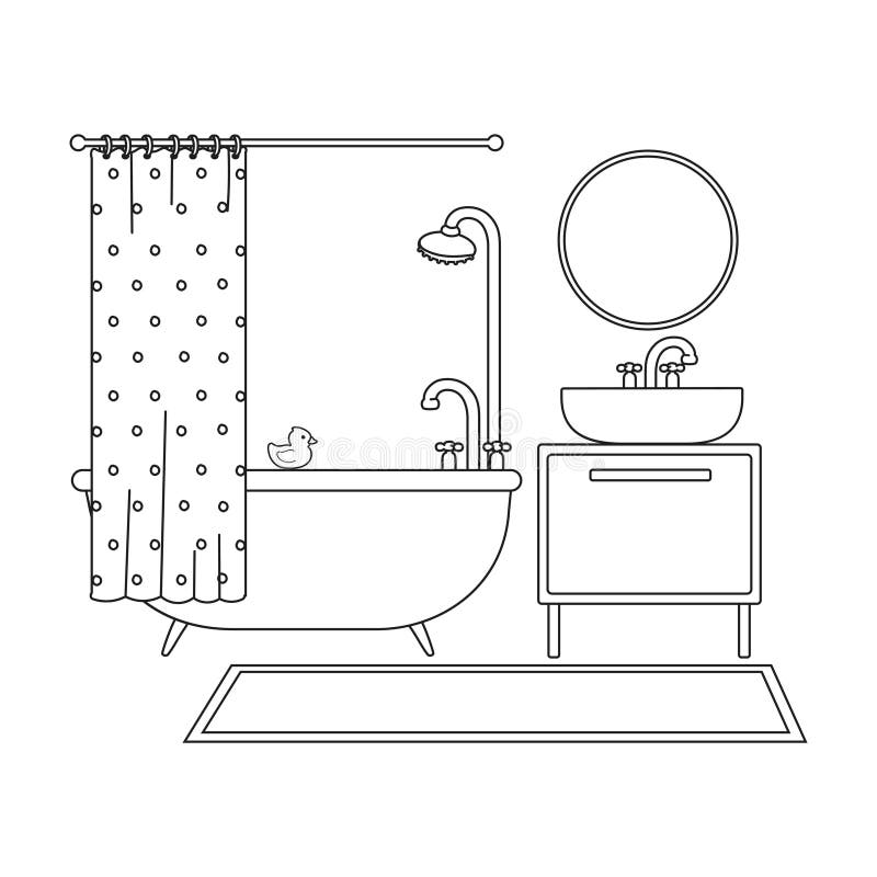 Bathroom Outline Illustration Stock Illustration - Illustration of ...