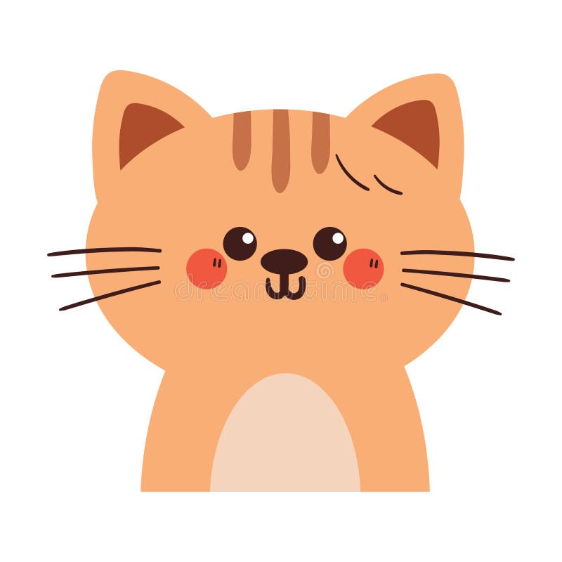 Cute Drawing Cartoon Brown Cat Smiling. Cute Animal Doodle for Sticker ...