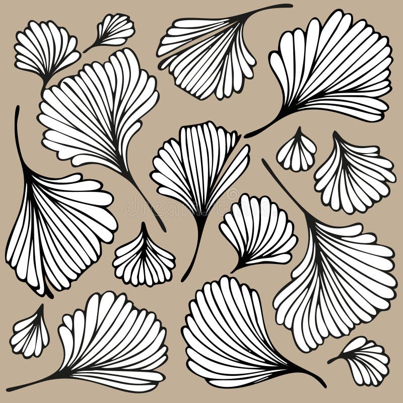 Foliage and Leaves Pattern in Black and Beige Mocha Mousse Colors ...