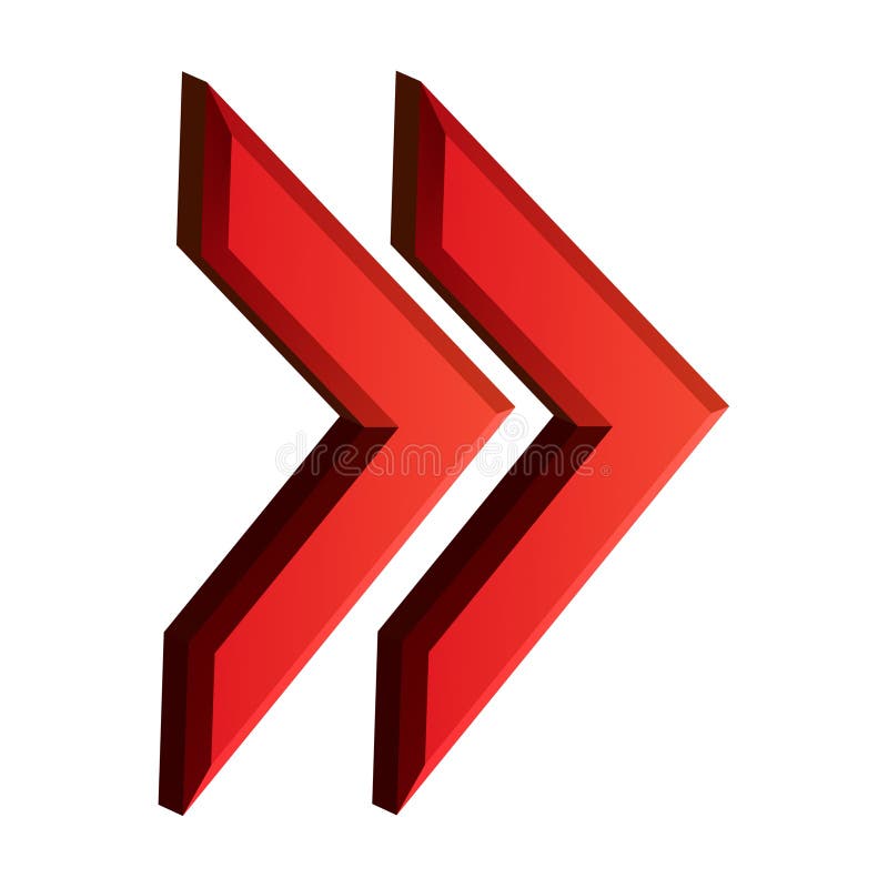 Two Red, Three-dimensional Chevrons Pointing Right. the Chevrons are ...