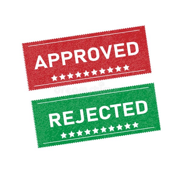 Approved and Rejected Fabric Labels – Red and Green Textile Stamps with ...