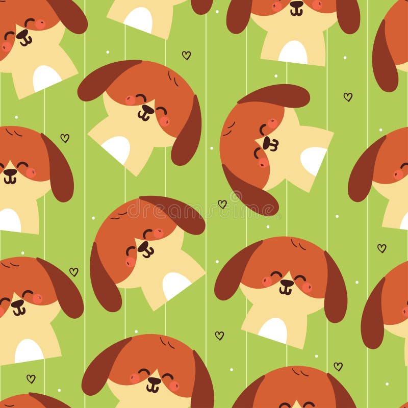 Seamless Pattern Cute Cartoon Puppy Smiling. Animal Pattern for ...