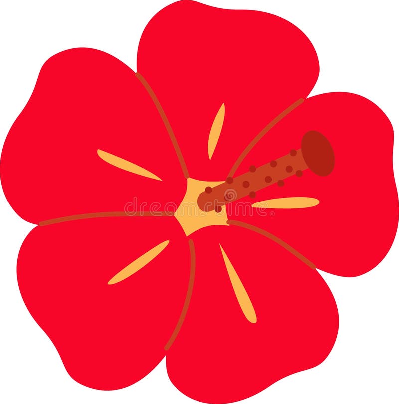 Bright Tropical Red Hibiscus Flower Vector Illustration. Stock Vector ...