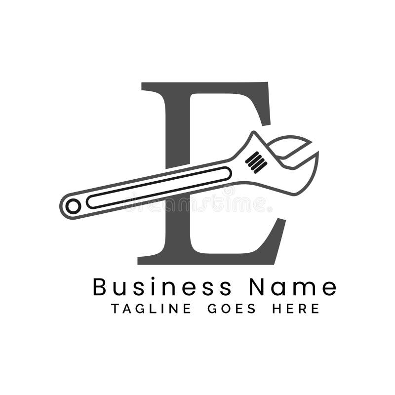 Letter E Wrench Logo. Alphabet E Plumber and Maintenance Icon Stock Vector - Illustration of ...