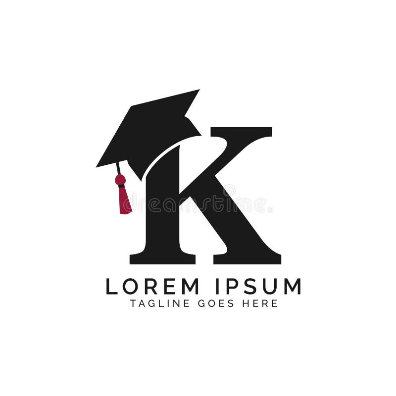 Letter K with Graduation Cap Logo. Alphabet K Education Hat Icon Stock ...