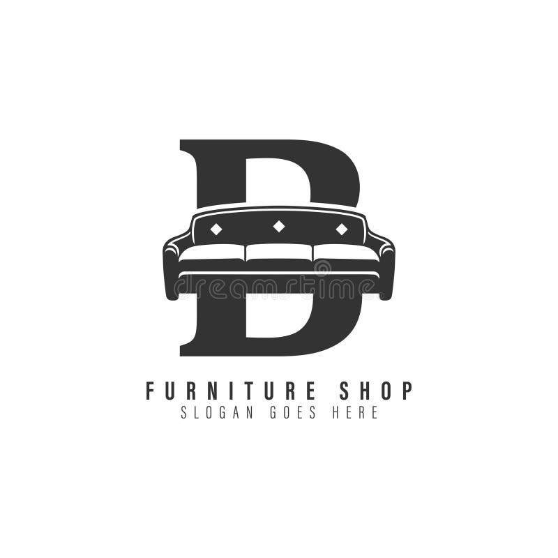 Letter B Sofa Logo Design. Alphabet B Furniture Icon Stock Vector ...