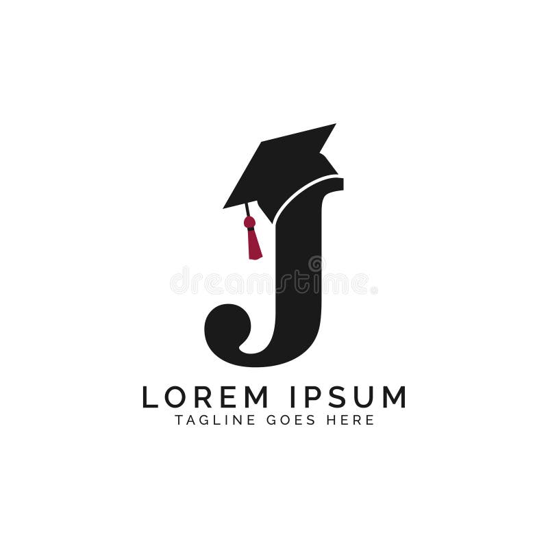 Letter J with Graduation Cap Logo. Alphabet J Education Hat Icon Stock ...