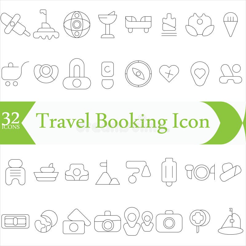 Travel Booking Icon Set. Stylish and User-friendly Icons Stock Vector ...