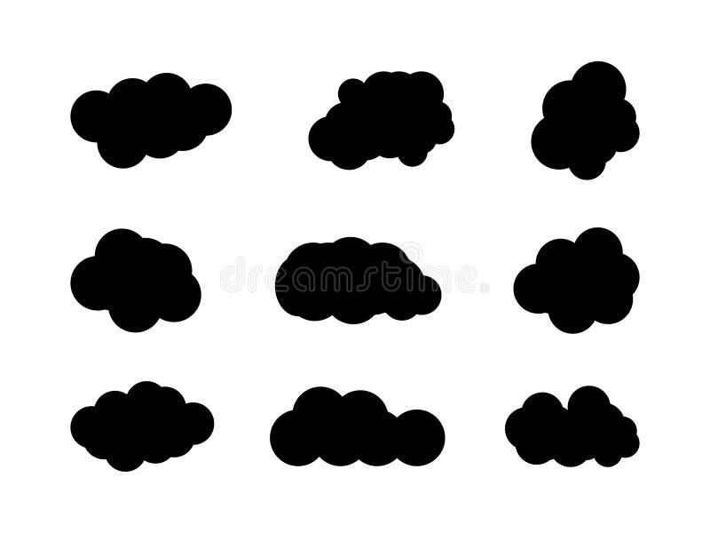 Black Cloud Icons Against a White Background. Stock Vector ...