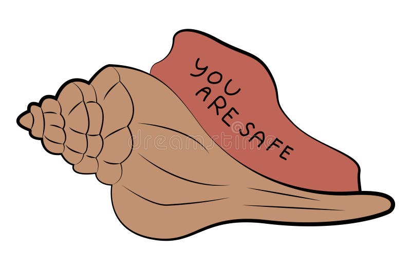 A Seashell Poster that Says You are Safe. Stock Illustration ...