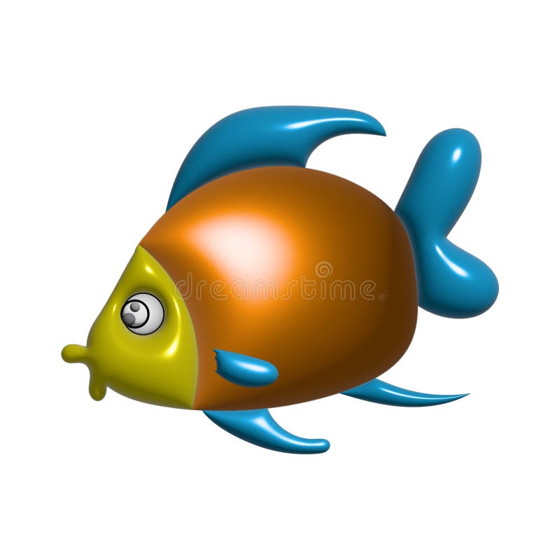 Stylized Cartoon Fish Illustration with an Orange Body, Yellow Head ...