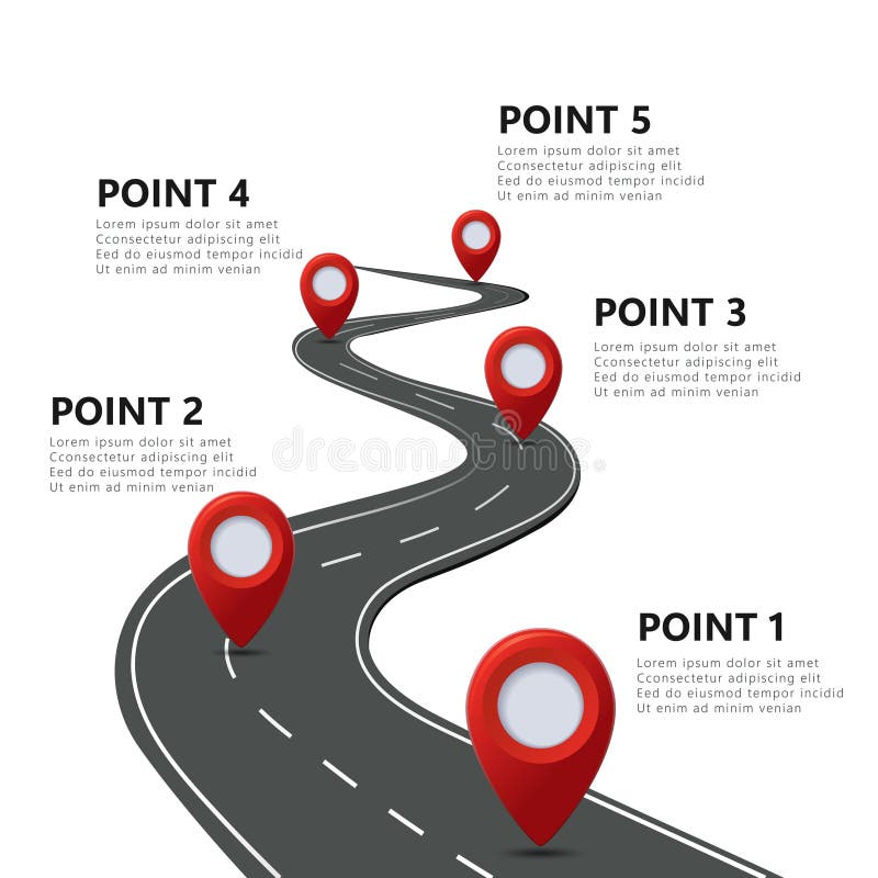 Winding Road To Success with Pin Pointers. Stock Vector - Illustration ...
