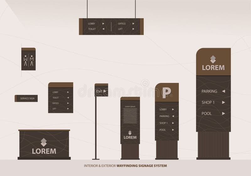Wayfinding System Signage Mockup Set Direction Signs Exterior and ...