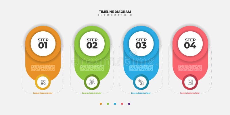 4 Steps Infographics Design Template for Graph, Pie Chart, Workflow ...
